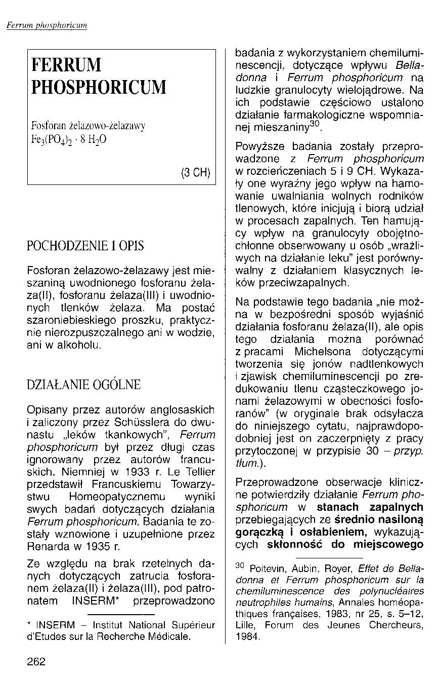 Materia Medica - Ferrum phosphoricum - Homeopatia Polska
